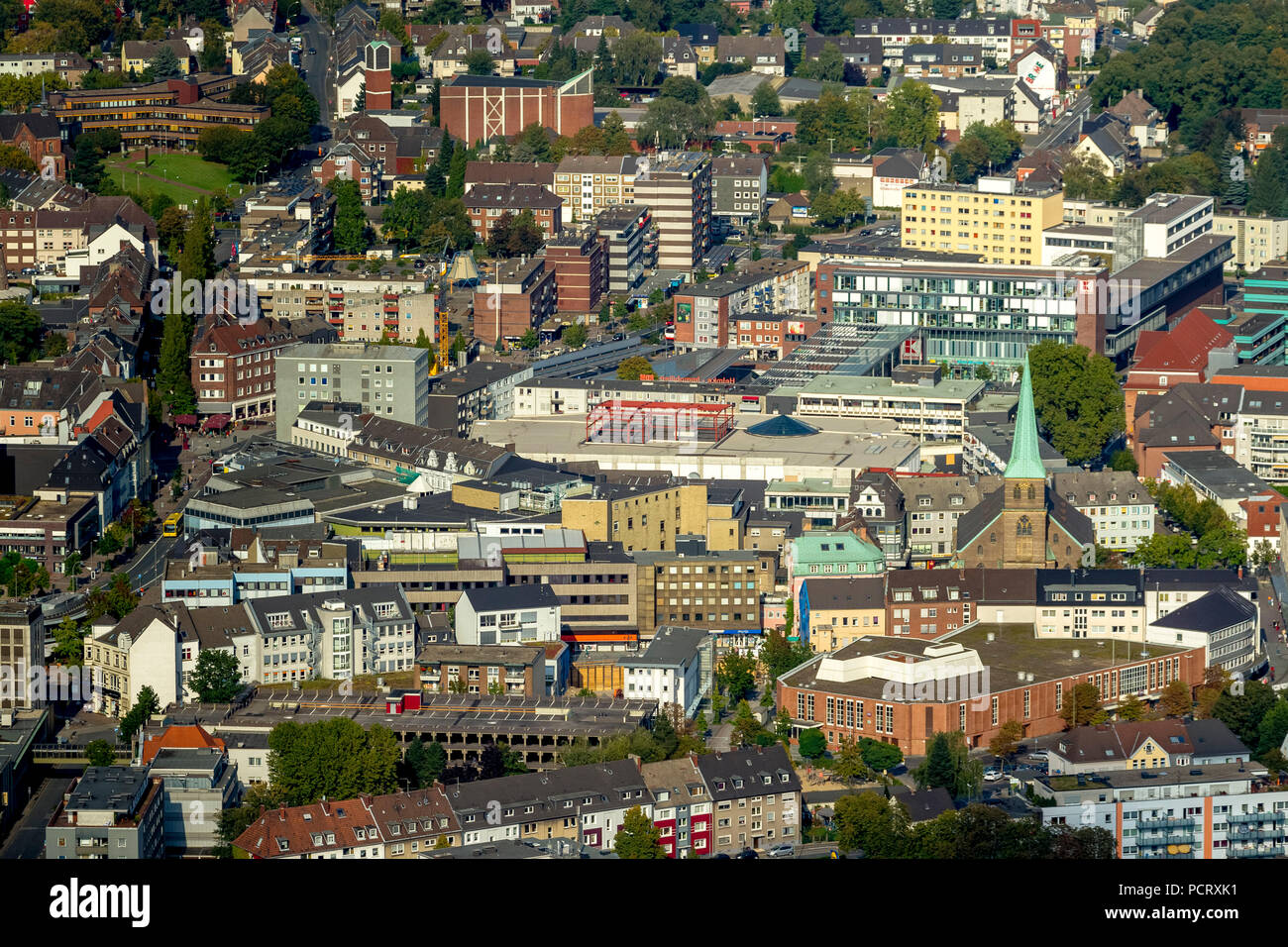 View from the west to the city center of Bottrop with the ...