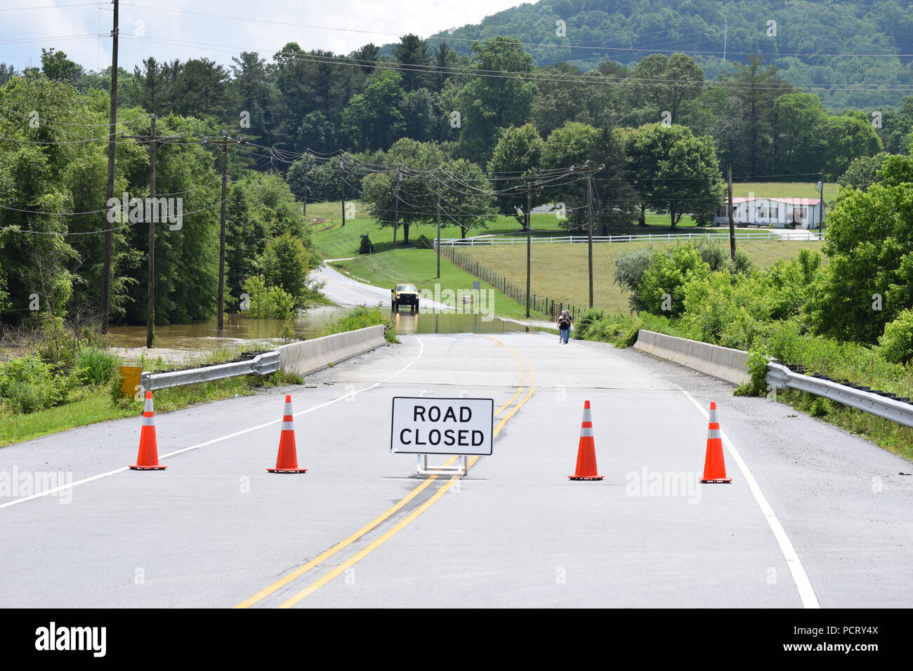 A road closed due to flooding Stock Photo - Alamy