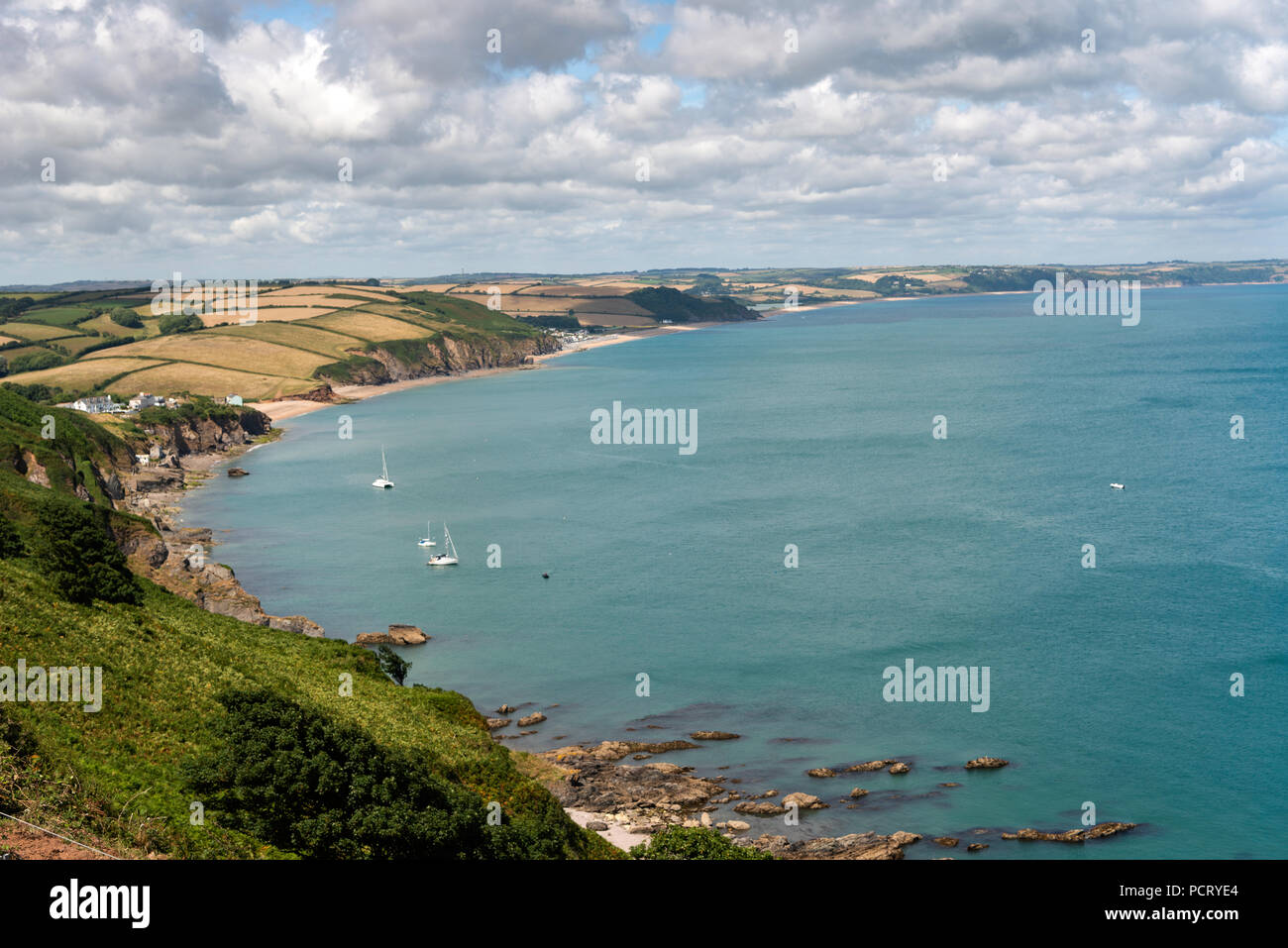 Start Bay from the Coastal footpath looking East Stock Photo - Alamy