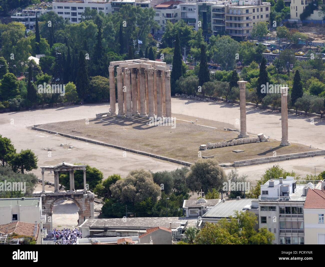 View from Above of Temple of Olympian Zeus- View from Acropolis, Athens ...