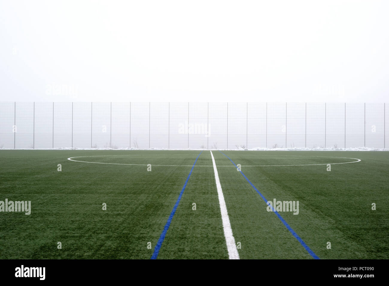 Foggy Football Field At Night