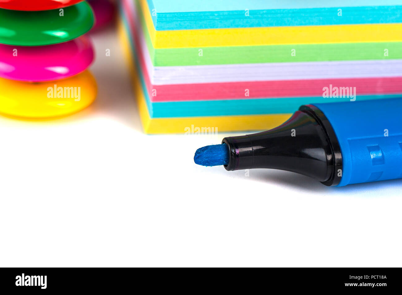 Colorful magnets - holders and papers on a white background Stock Photo ...