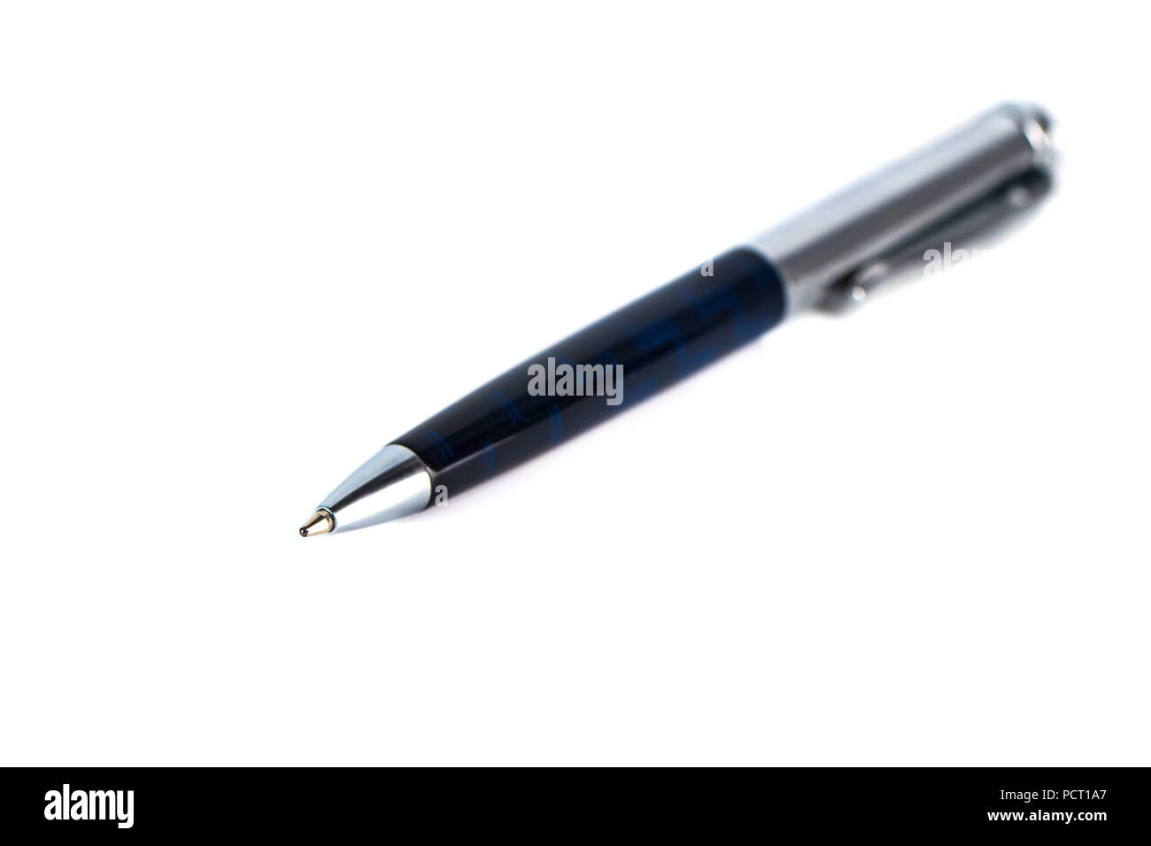Blue ballpoint pen isolated on white background Stock Photo - Alamy