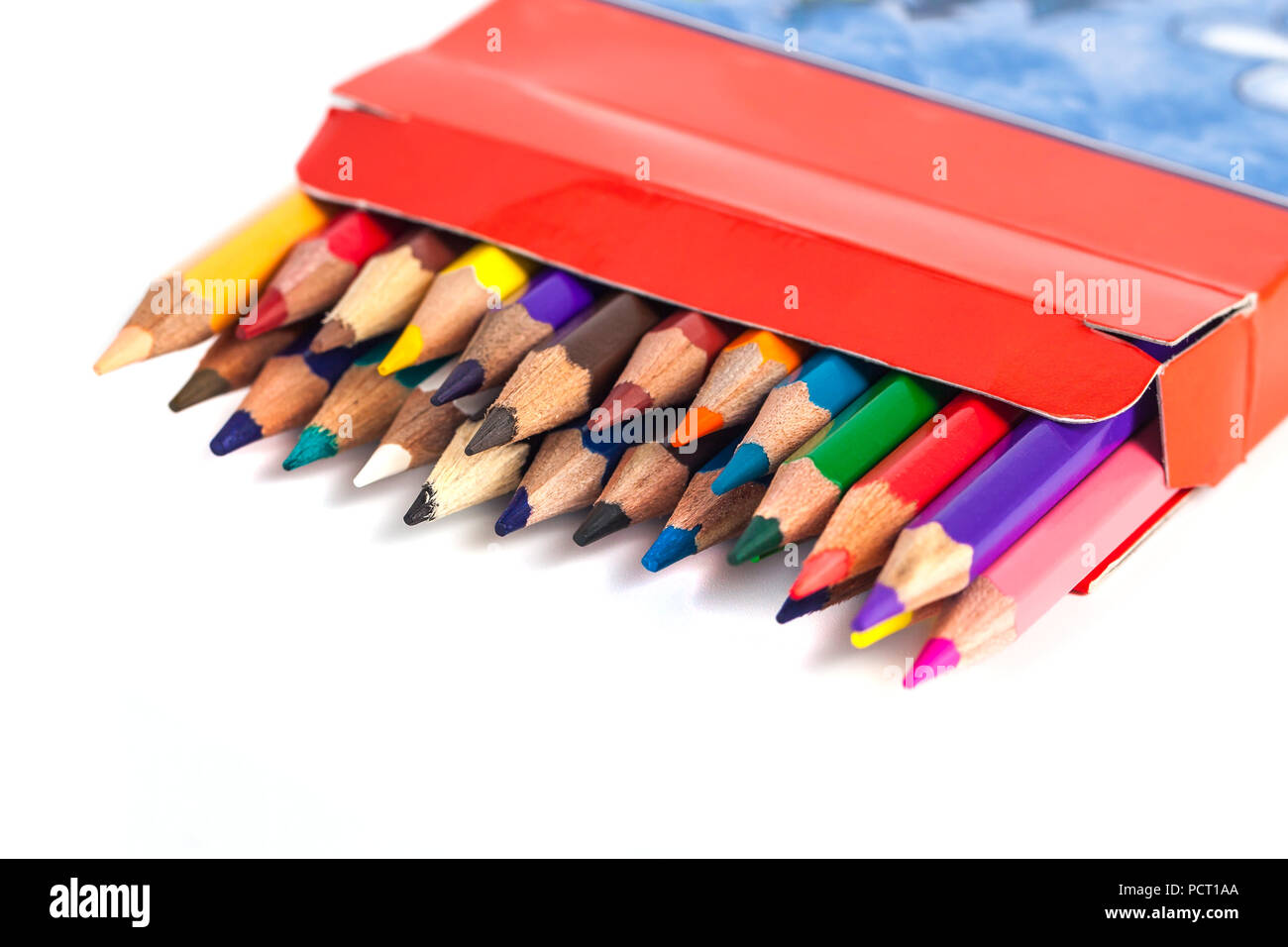 Number of colored pencils in a box isolated on white background Stock ...