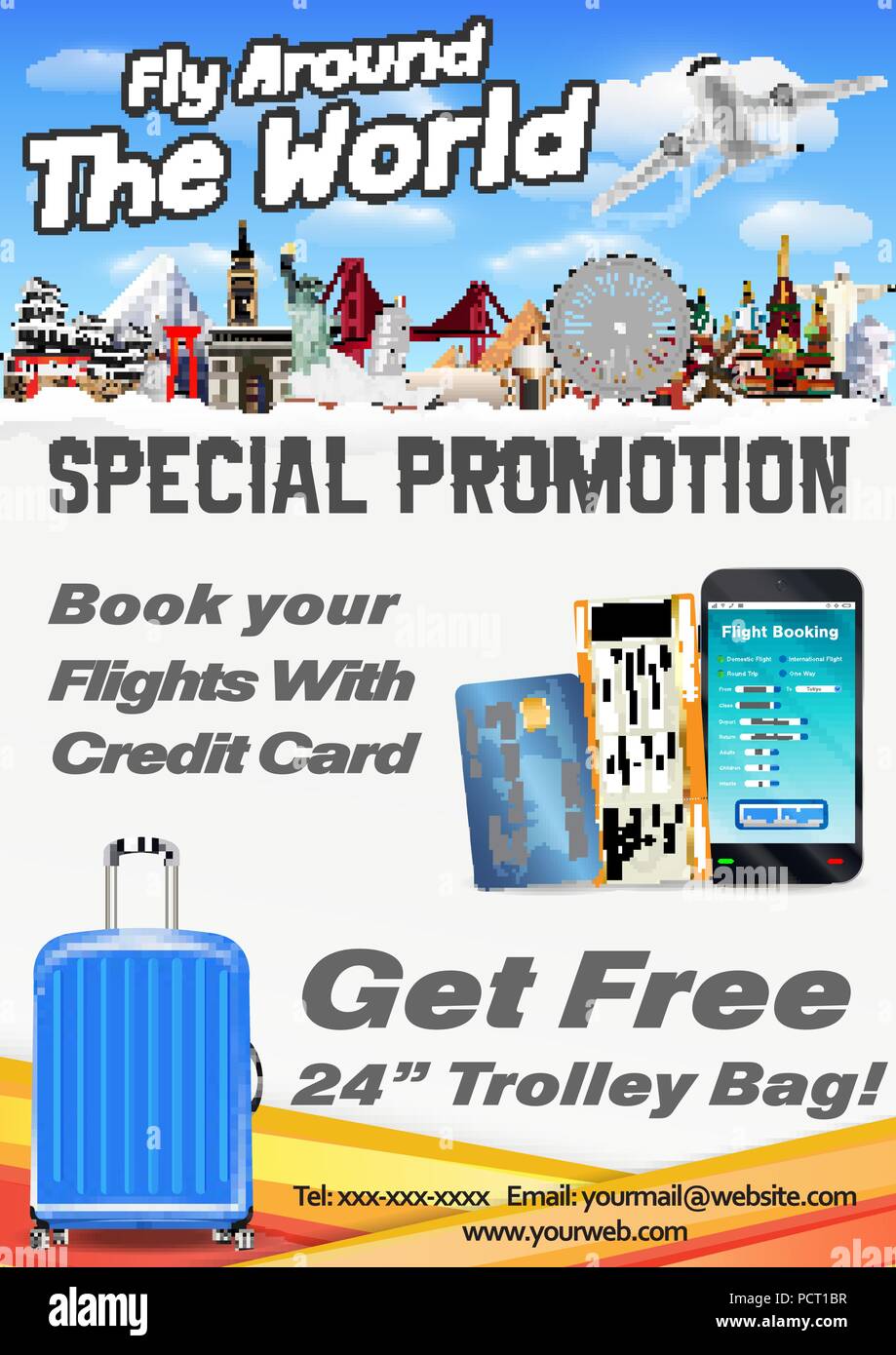 fly around the world promotion poster banner Stock Vector Image & Art ...