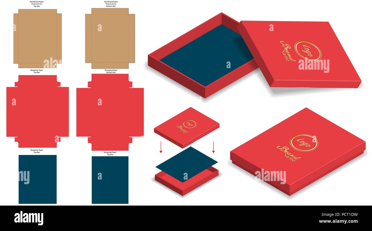 hard rigid box 3d mockup with dieline template Stock Vector Image & Art ...