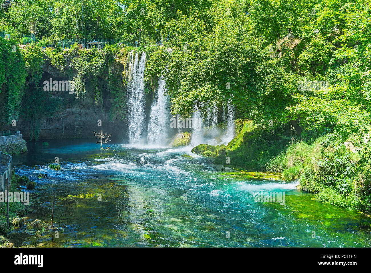 Panorama of juicy greenery in deep narrow gorge of Upper Duden ...