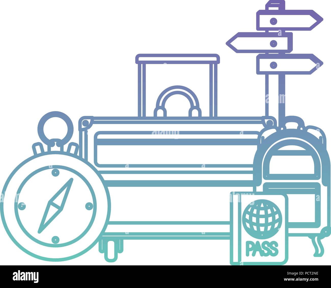 arrows guide wooden with set travel icons Stock Vector Image & Art - Alamy