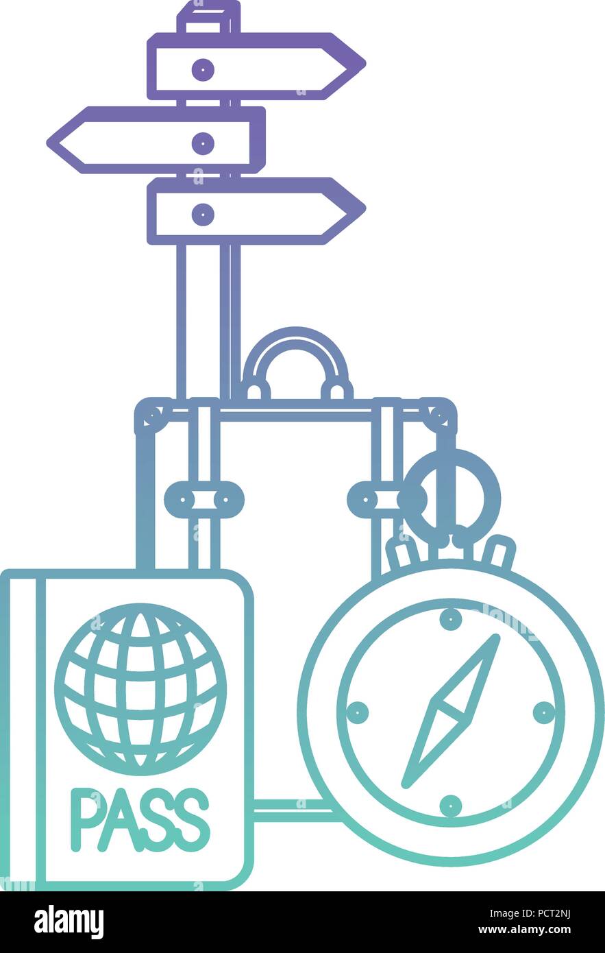 arrows guide wooden with set travel icons Stock Vector Image & Art - Alamy