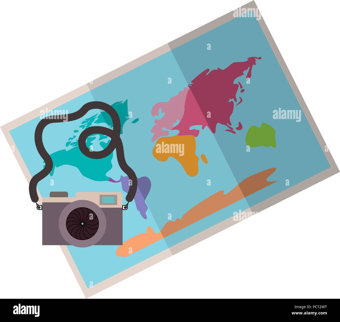 paper map with travel around world icons Stock Vector Image & Art - Alamy