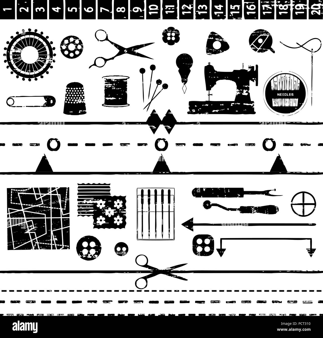 Various scratched sewing and tailoring symbols Stock Vector Image & Art ...
