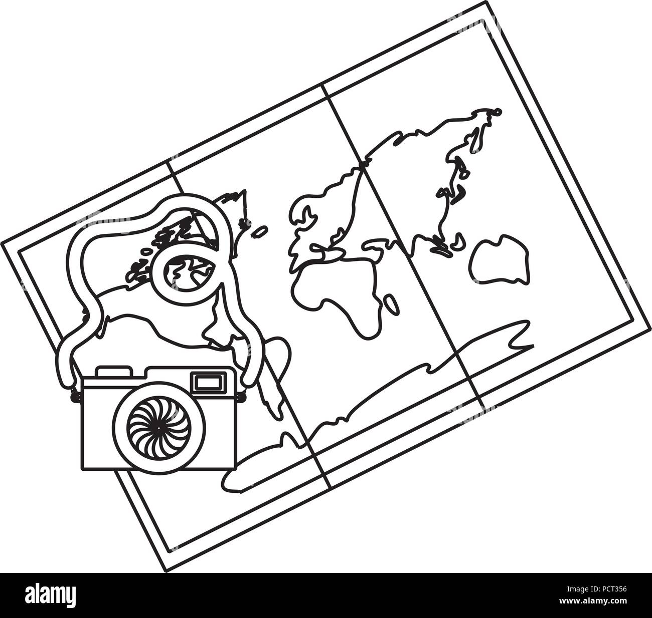 paper map with travel around world icons Stock Vector Image & Art - Alamy
