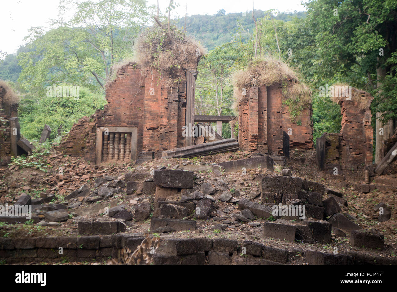 the Khmer Temple of Prasat Neak Buos east of the Town of Sra Em north of the city Preah Vihear ...