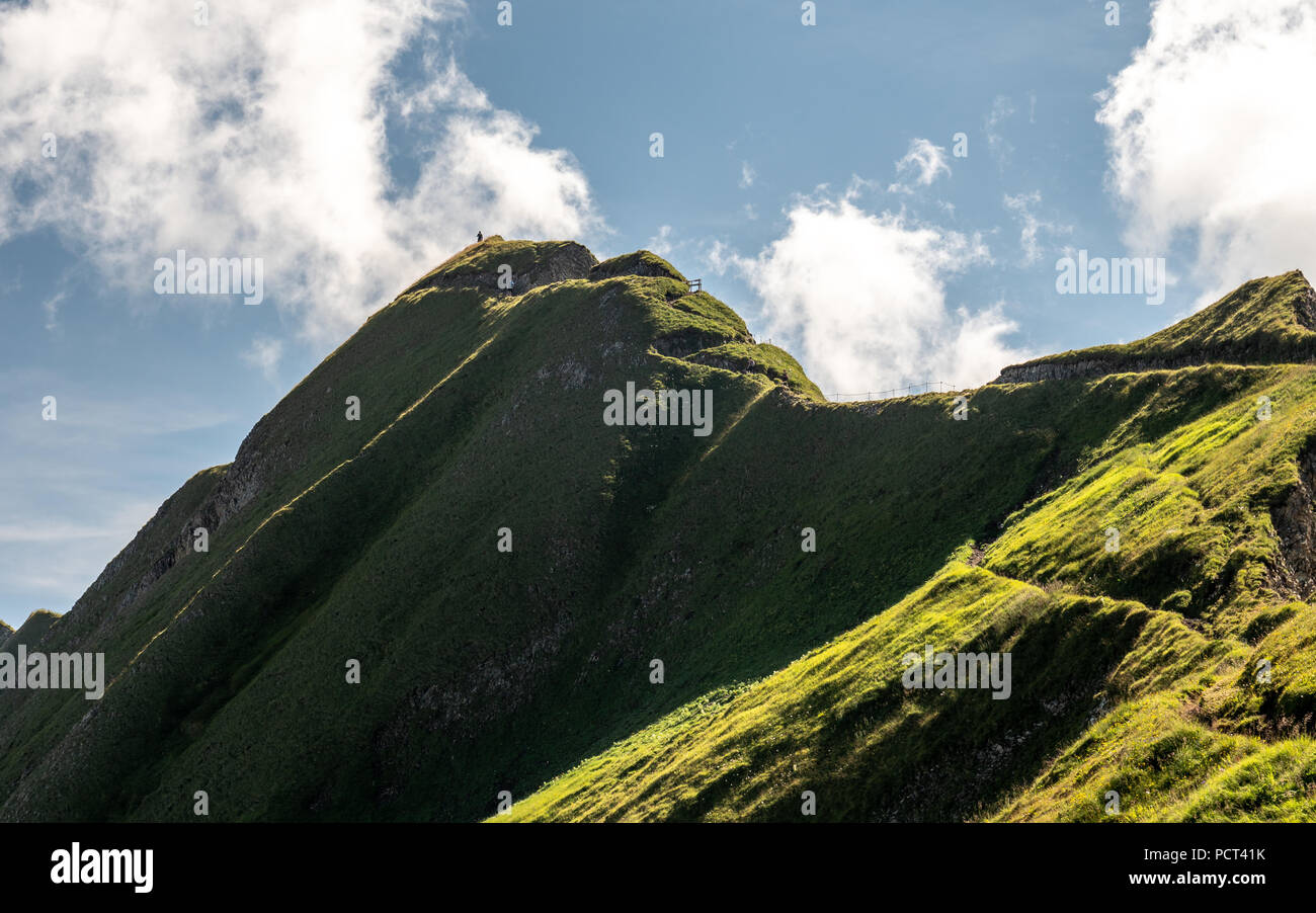 mountain hiking path scary ridge walk during sunny summer day swiss ...