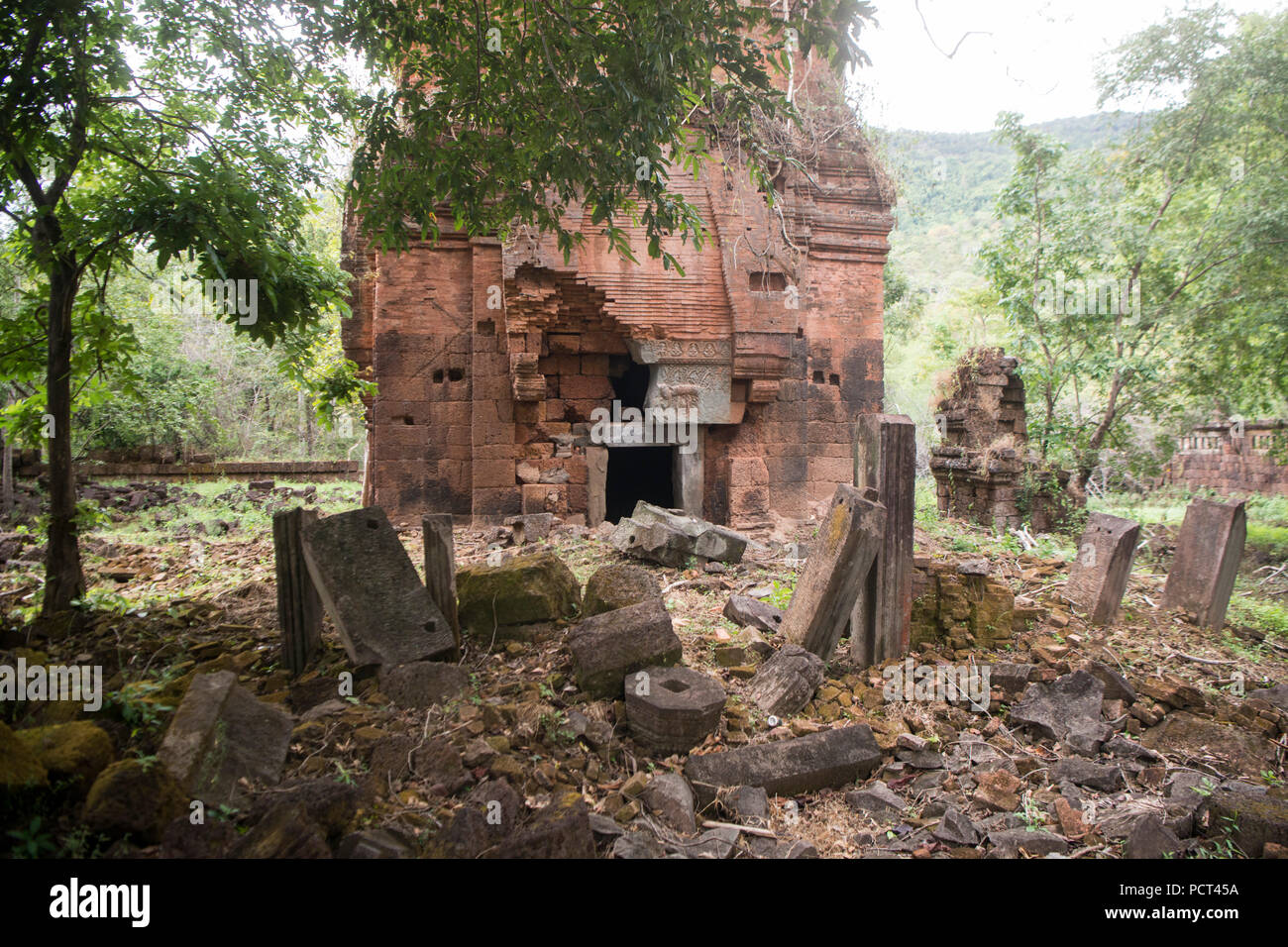 the Khmer Temple of Prasat Neak Buos east of the Town of Sra Em north of the city Preah Vihear ...