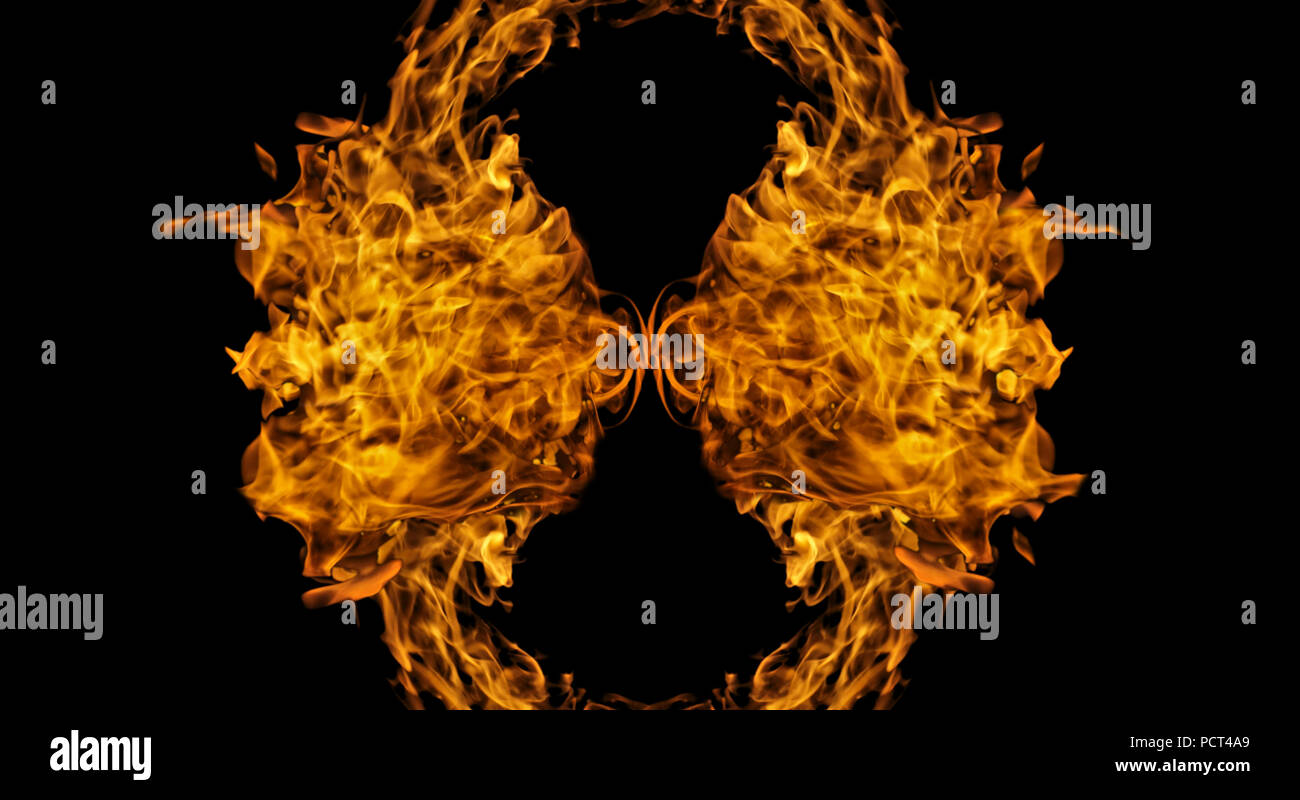 Fire Flames Reflection with Black Background Stock Photo - Alamy