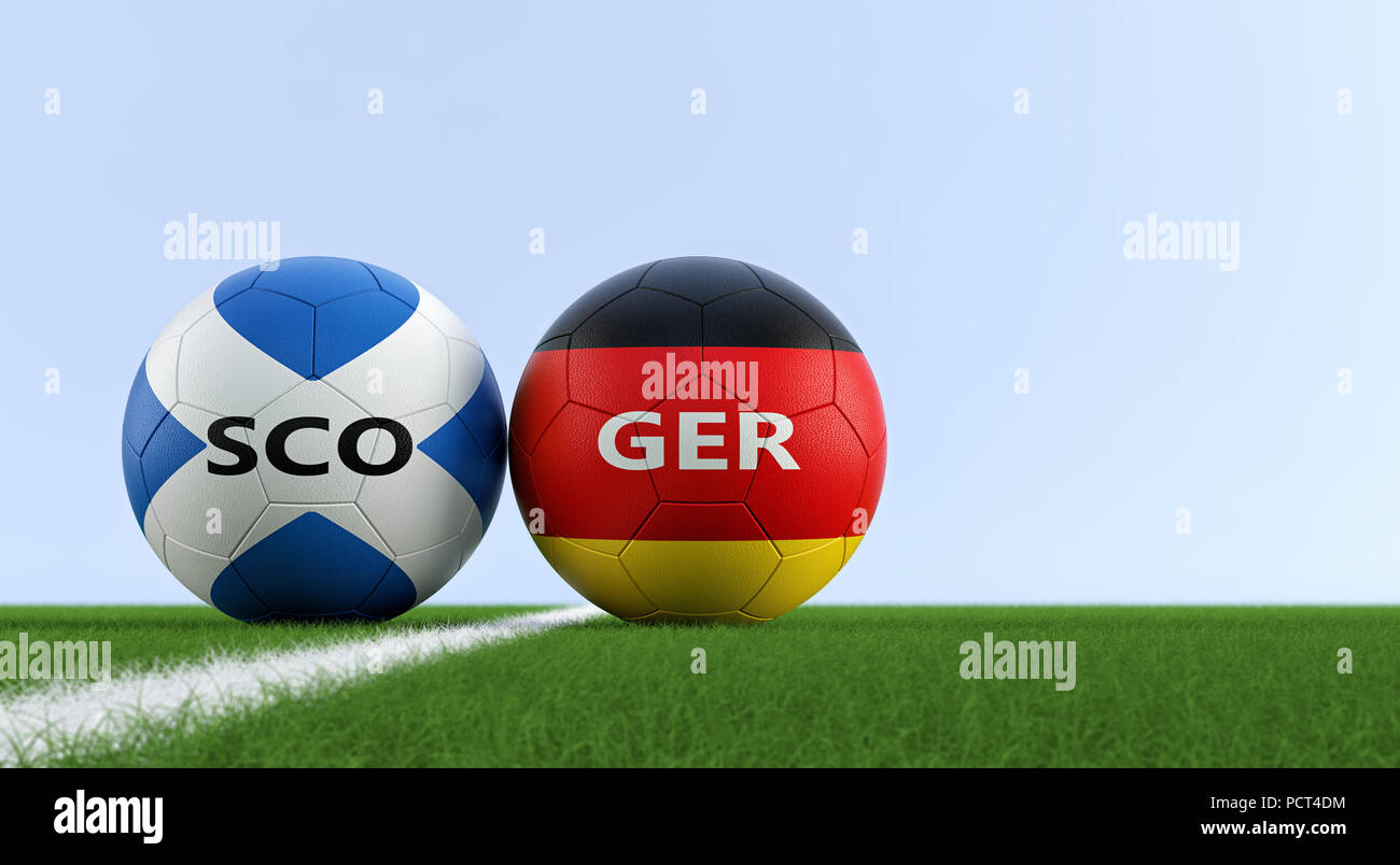 Scotland vs. Germany Soccer Match - Soccer balls in Scotland and German ...