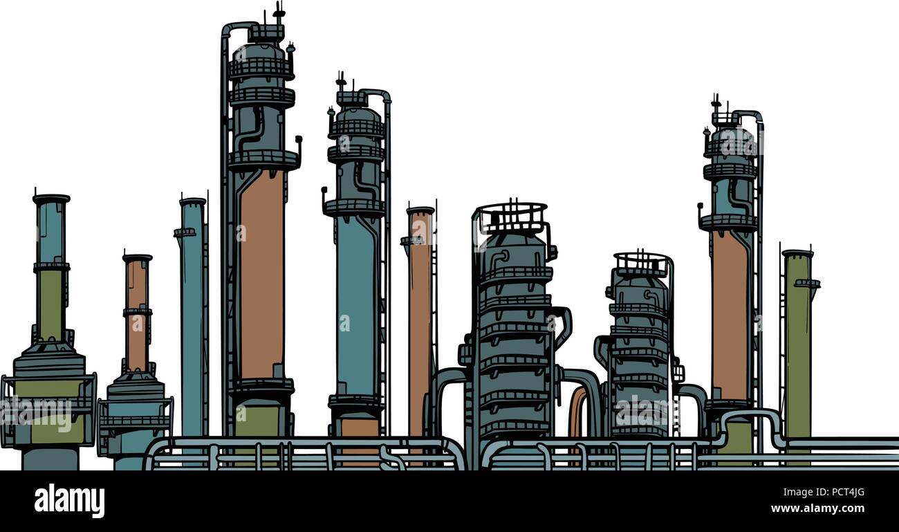 Oil refinery petrochemical chemical Stock Vector Images - Alamy