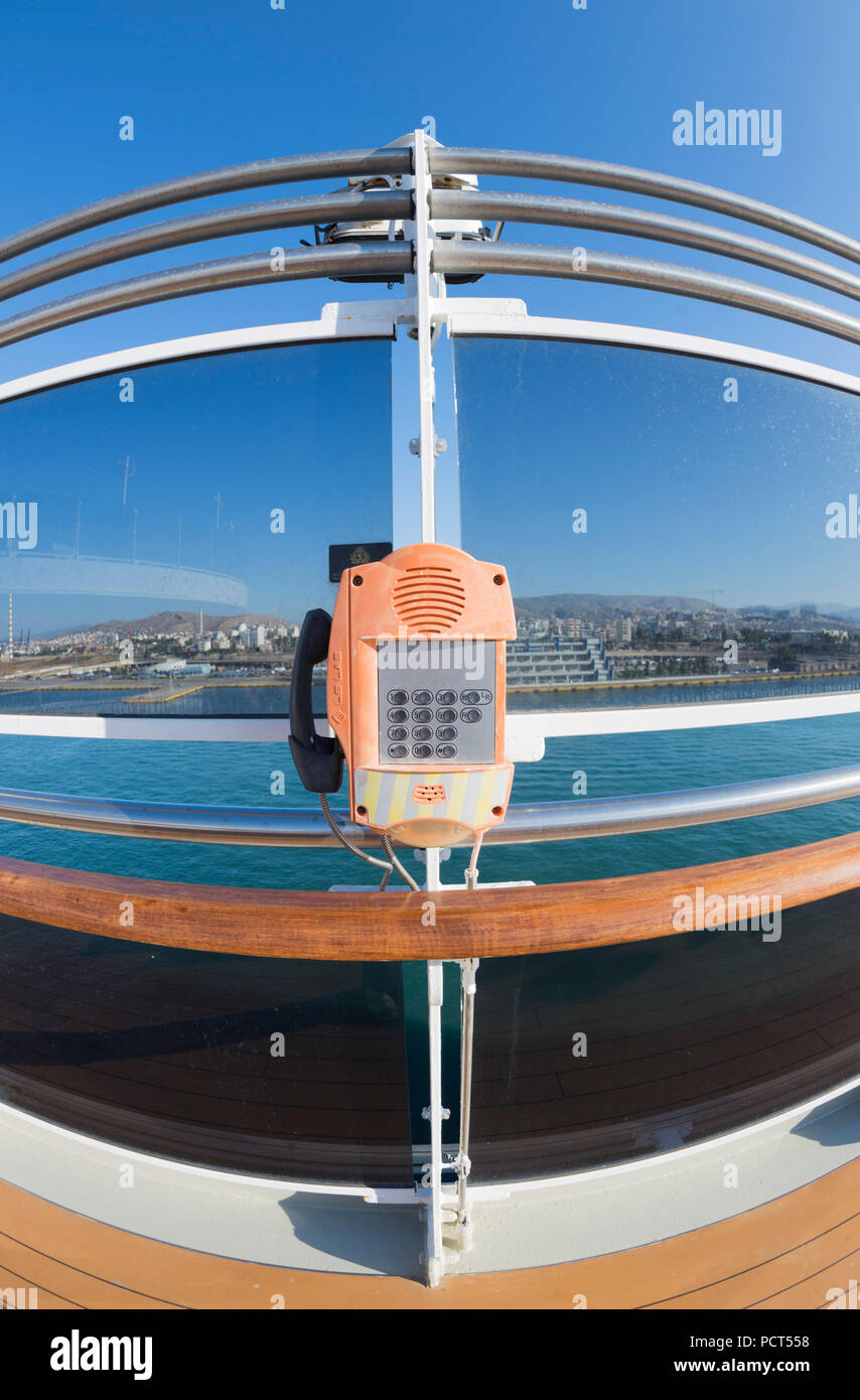 Queen Victoria Cruise Ship Emergency Telephone Stock Photo - Alamy
