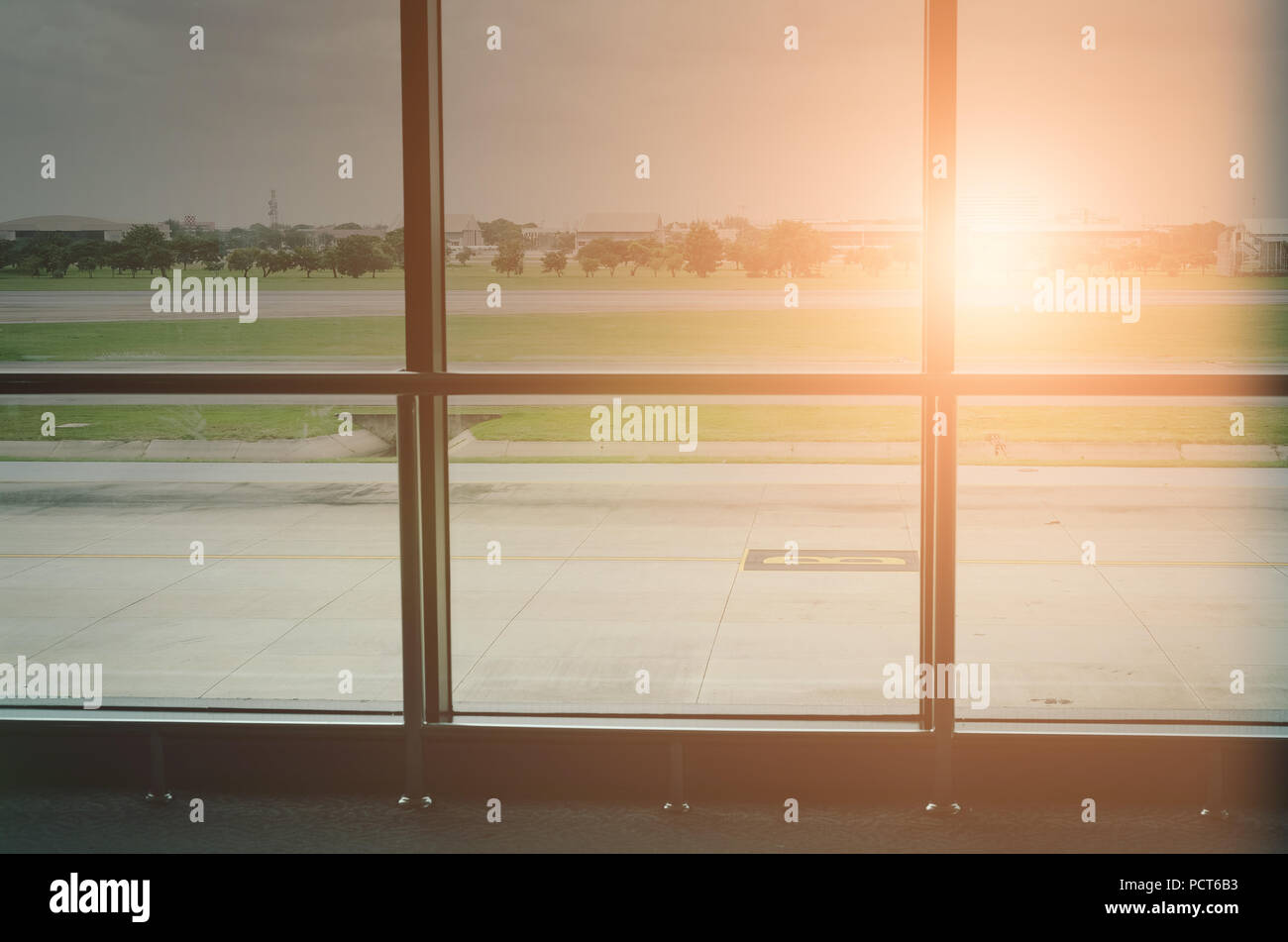 window of airport terminal. glass wall in waiting area Stock Photo - Alamy