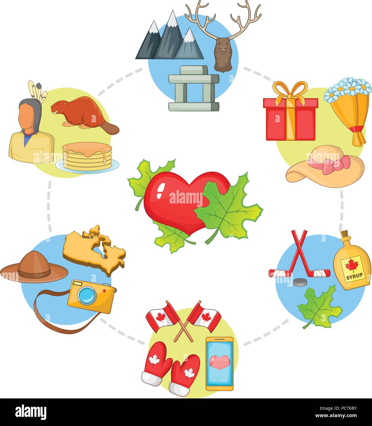 Love Canada concept icons set, cartoon style Stock Vector Image & Art ...