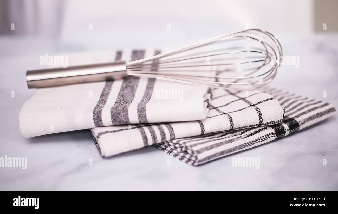 Folding Blck and white patterned paper towels on marble surface Stock ...