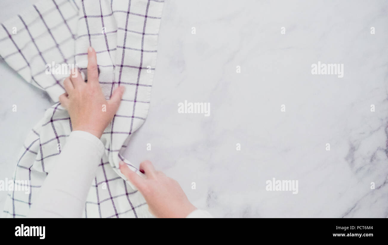 Folding Blck and white patterned paper towels on marble surface Stock ...