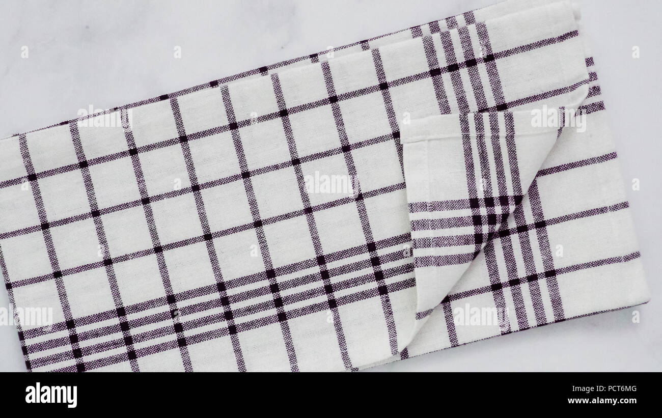 Folding Blck and white patterned paper towels on marble surface Stock ...