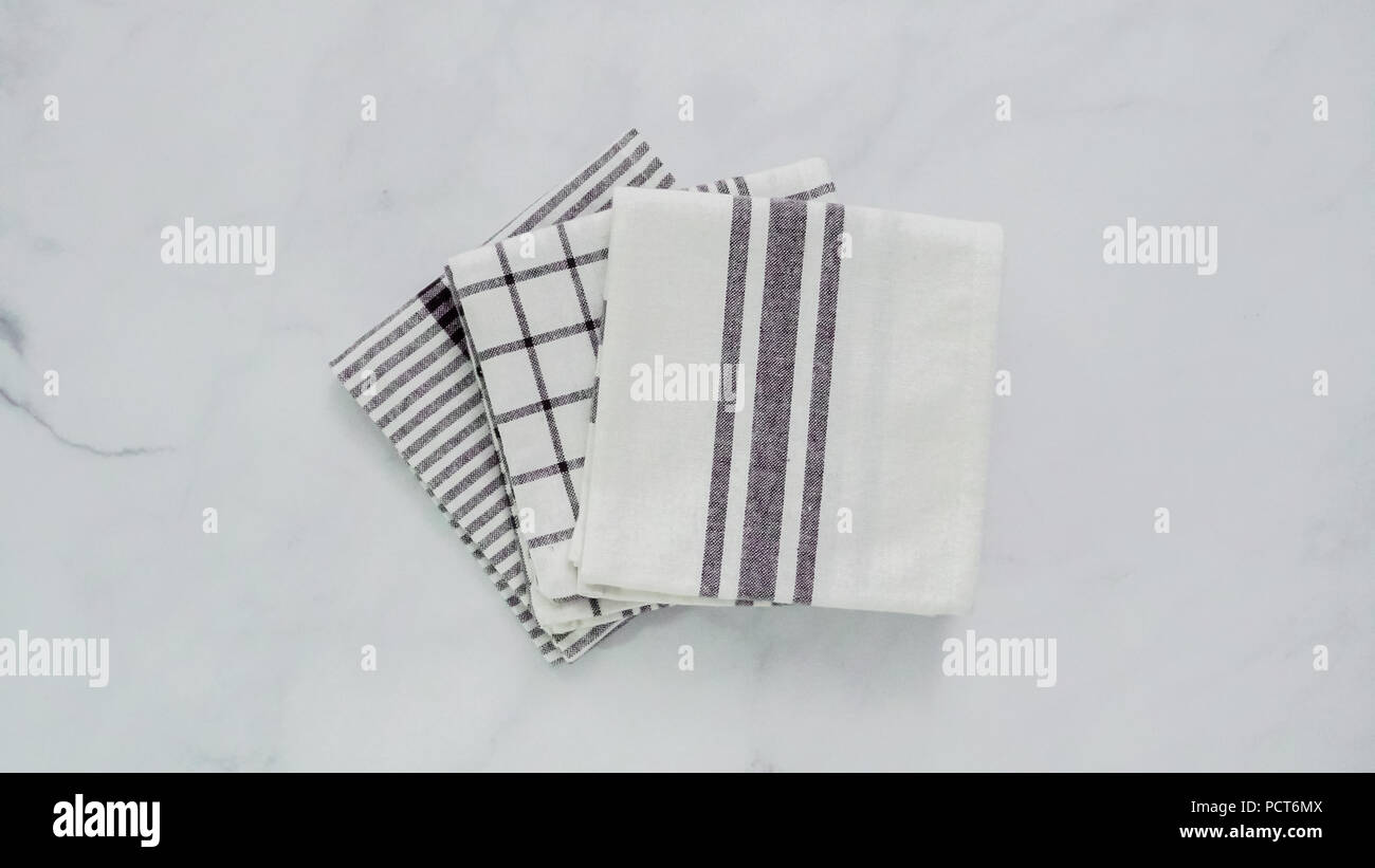 Folding Blck and white patterned paper towels on marble surface Stock ...