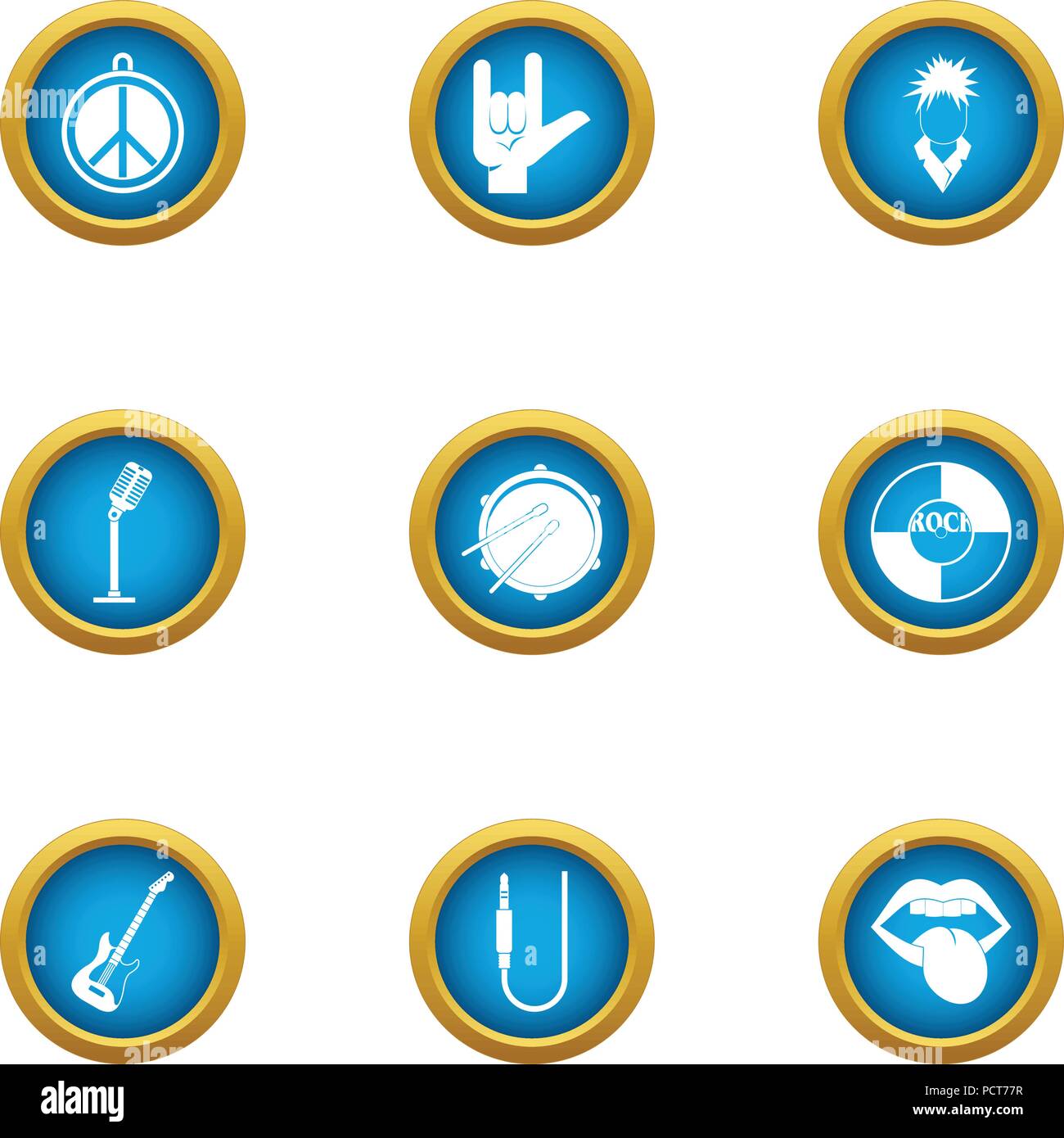 Rock life icons set, flat style Stock Vector Image & Art - Alamy