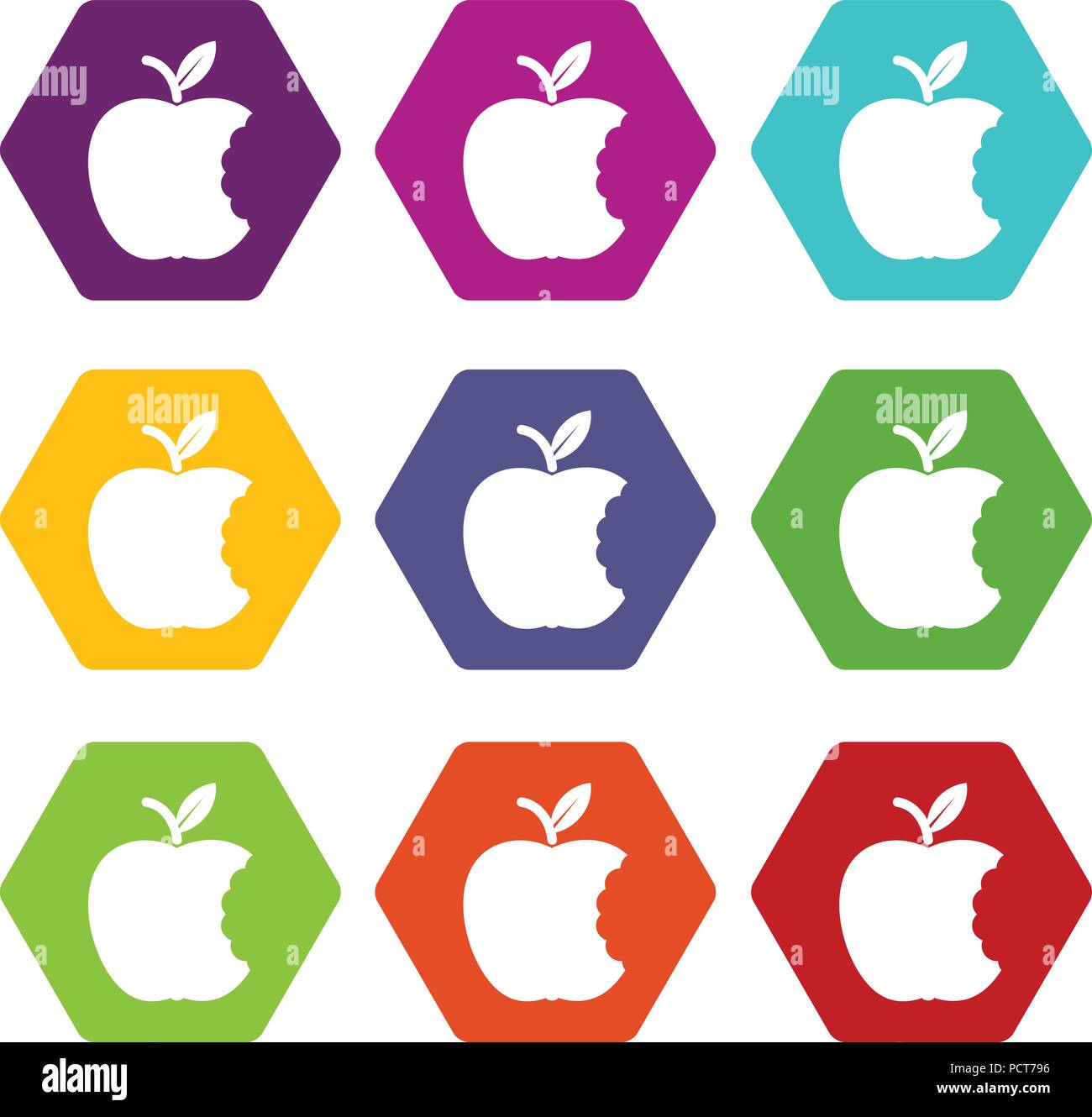 Bite apple icons set 9 vector Stock Vector Image & Art - Alamy