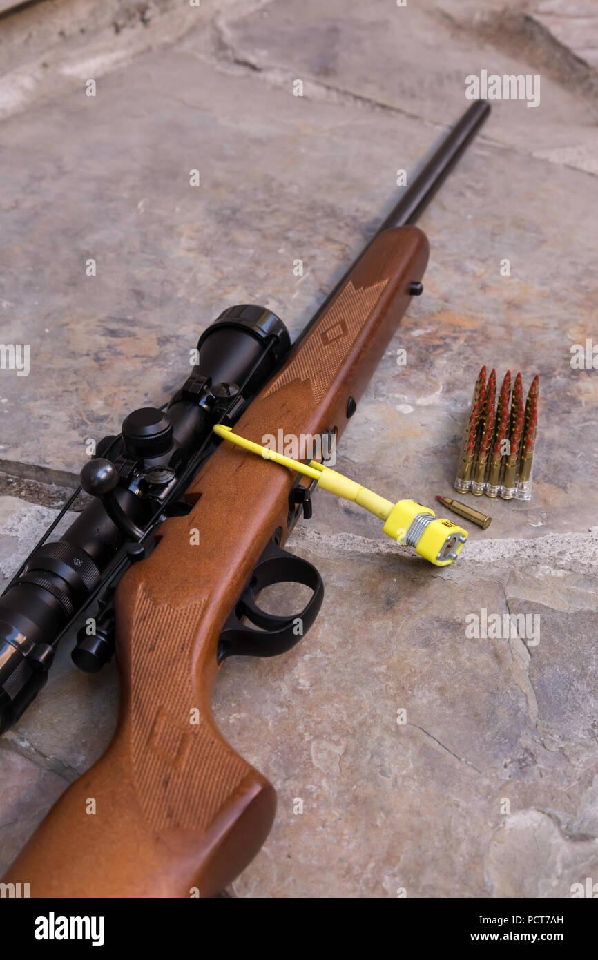 Hunting rifle has a child safety lock, USA Stock Photo - Alamy