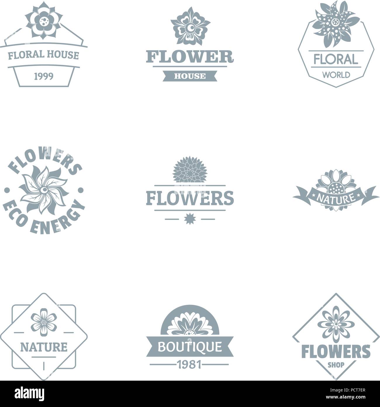 Flower meadow logo set, simple style Stock Vector Image & Art - Alamy