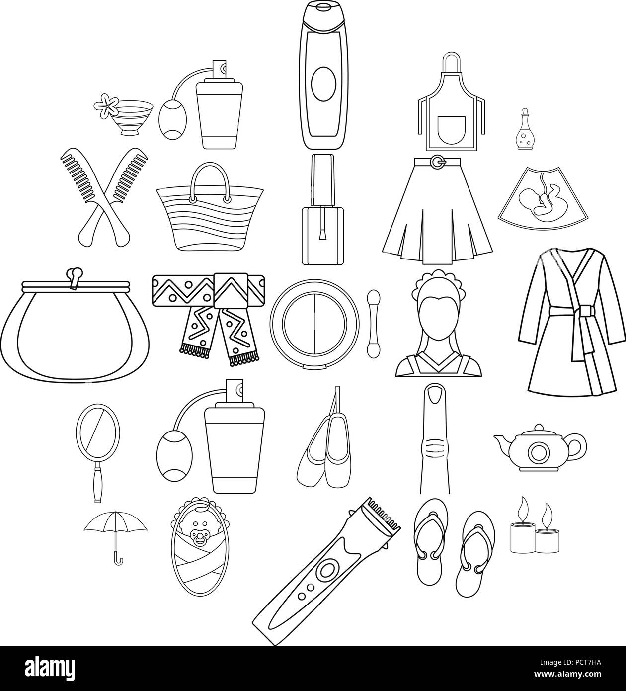Feminine icons set, outline style Stock Vector Image & Art - Alamy