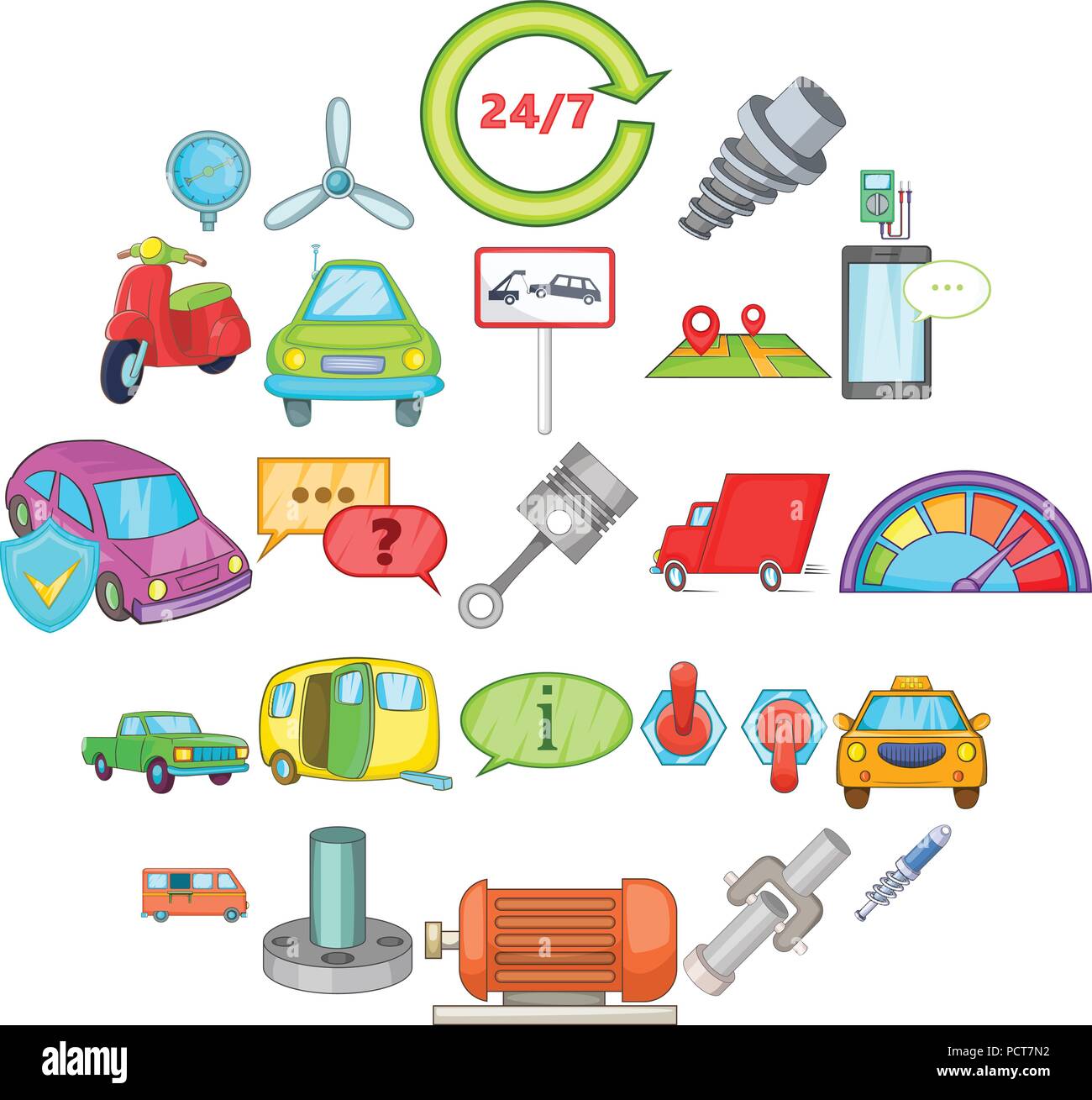 Car maintenance icons set, cartoon style Stock Vector Image & Art - Alamy
