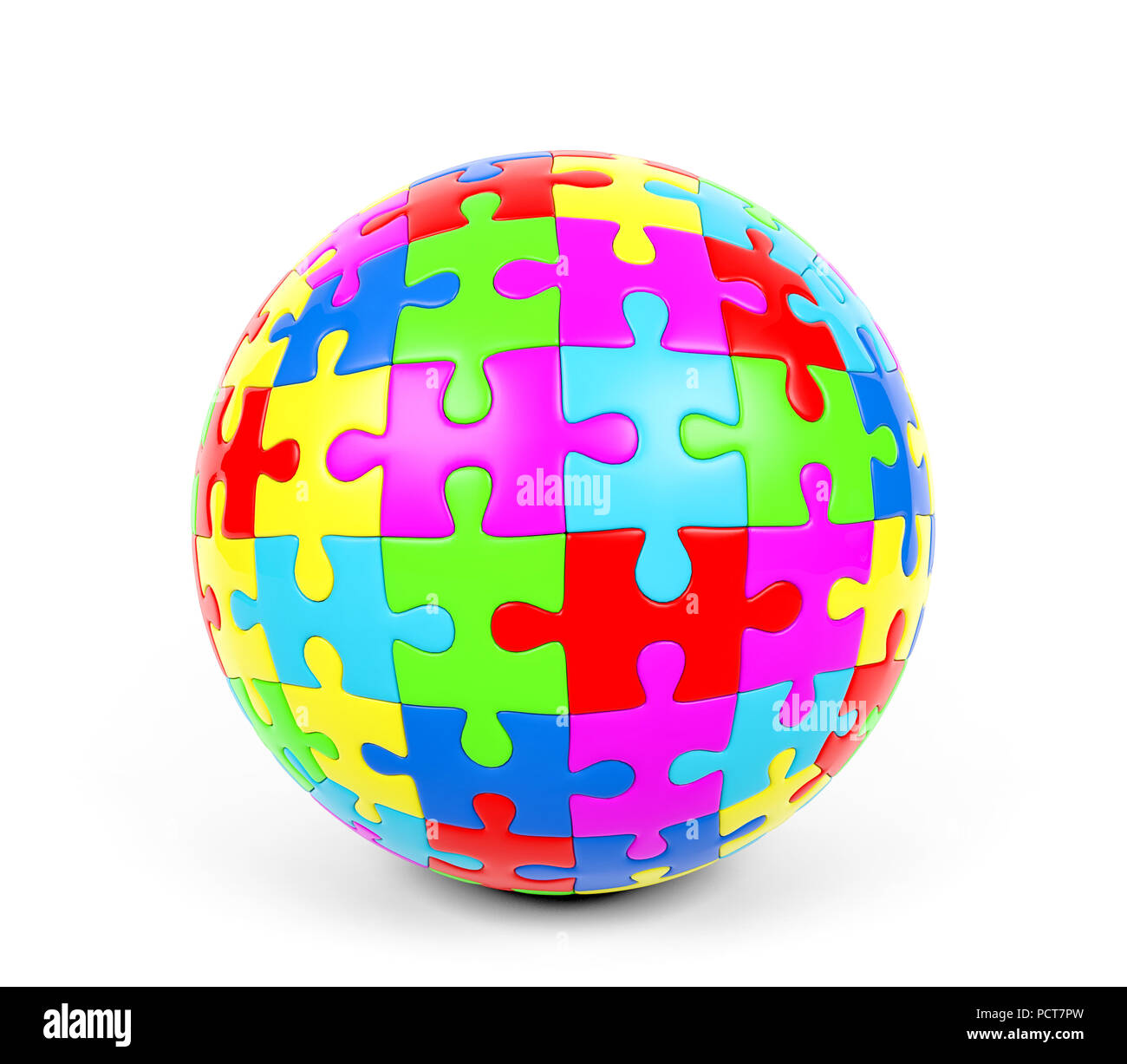 Colorful spherical puzzle on white background, 3D Rendering Stock Photo ...