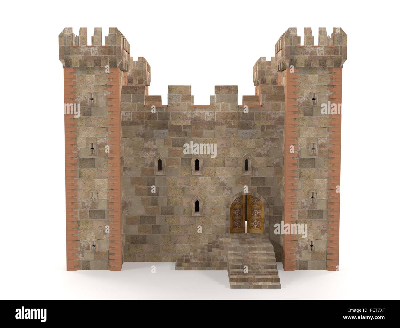 3d render stone brick stronghold isolated Stock Photo - Alamy