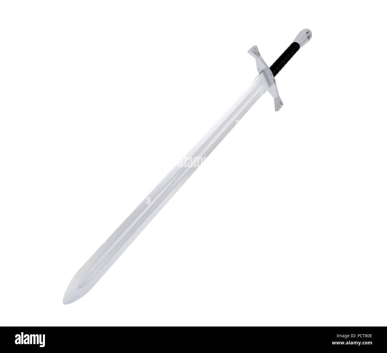 Long Medieval sword isolated on white background, 3D rendering Stock ...