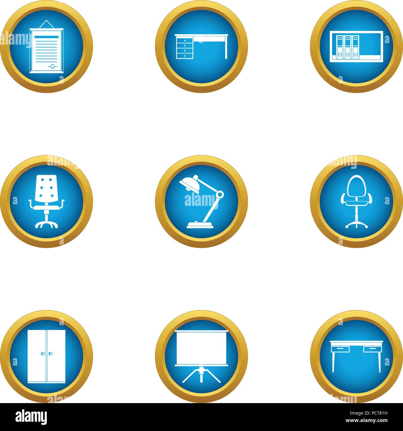 Office seat icons set, flat style Stock Vector Image & Art - Alamy