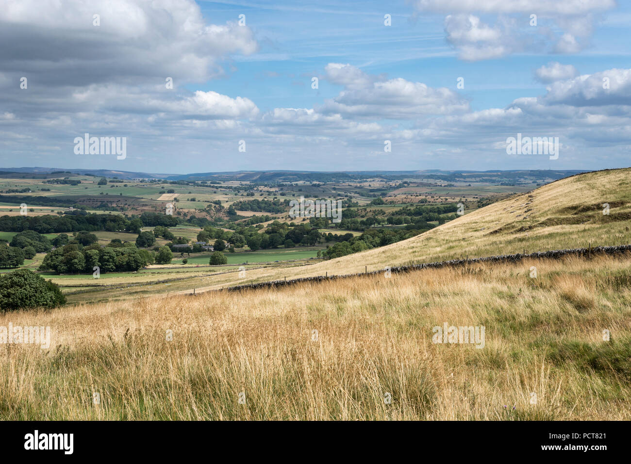 Beautiful summer day in the Peak District national park. View from ...