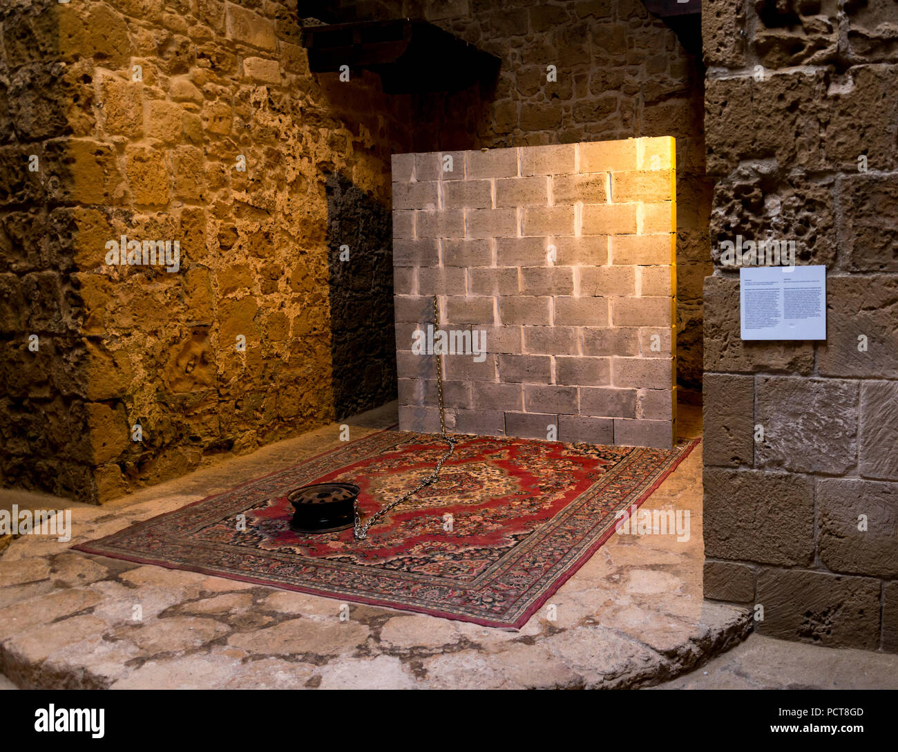 An exhibit inside of Paphos Castle museum on a ground level, Cyprus ...