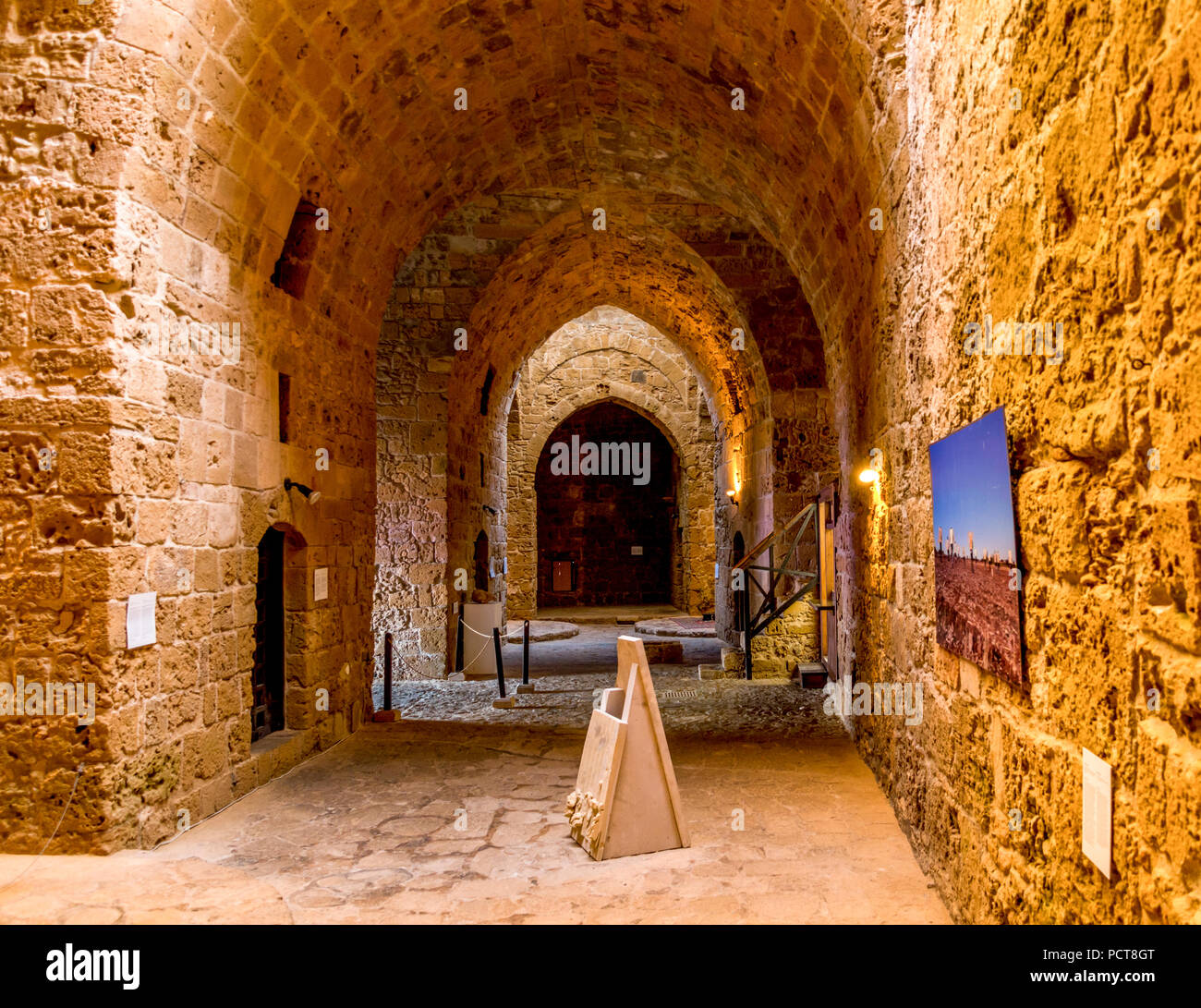 An inside view of Paphos Castle museum on ground floor with a few ...