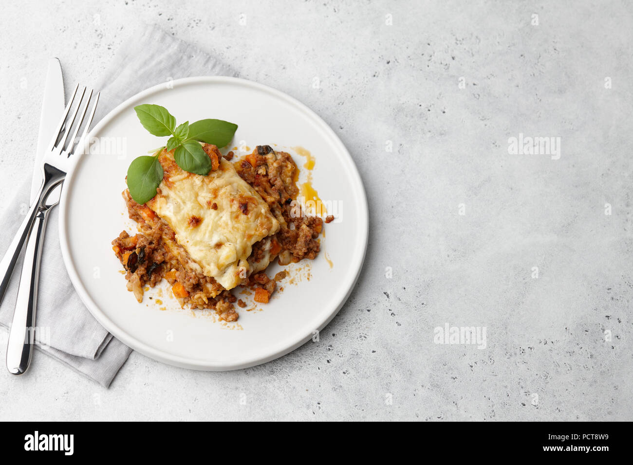Traditional meat lasagna with minced beef, bolognese and bechamel sauce ...