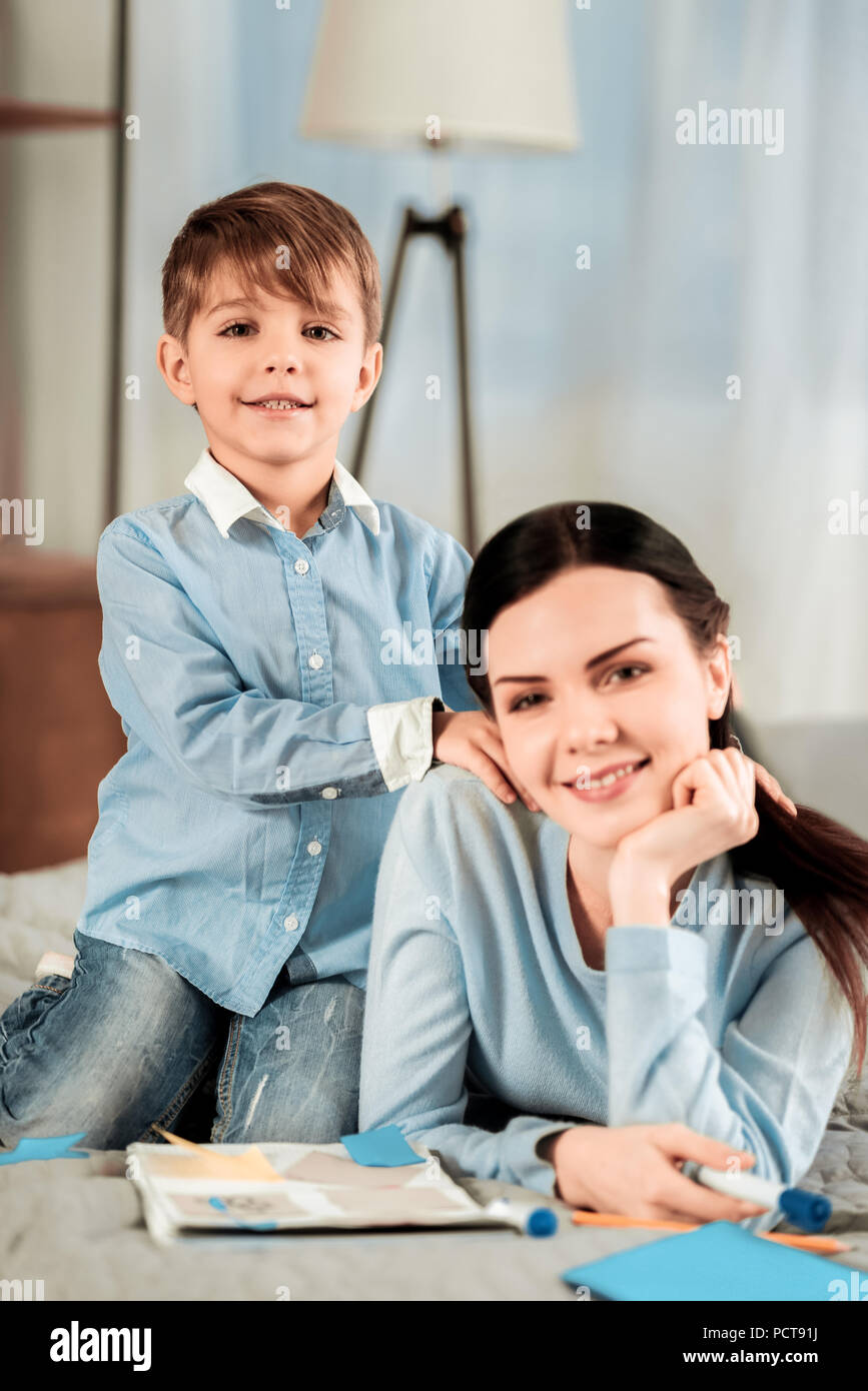 Happy nice boy looking at you Stock Photo - Alamy