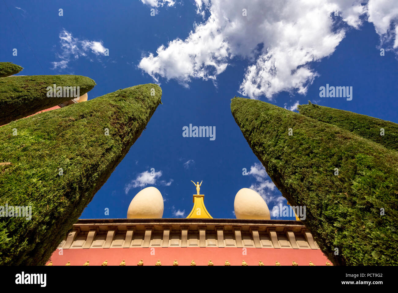 Dalí Museum in Figueres, detail with blue sky and clouds, Figueres ...
