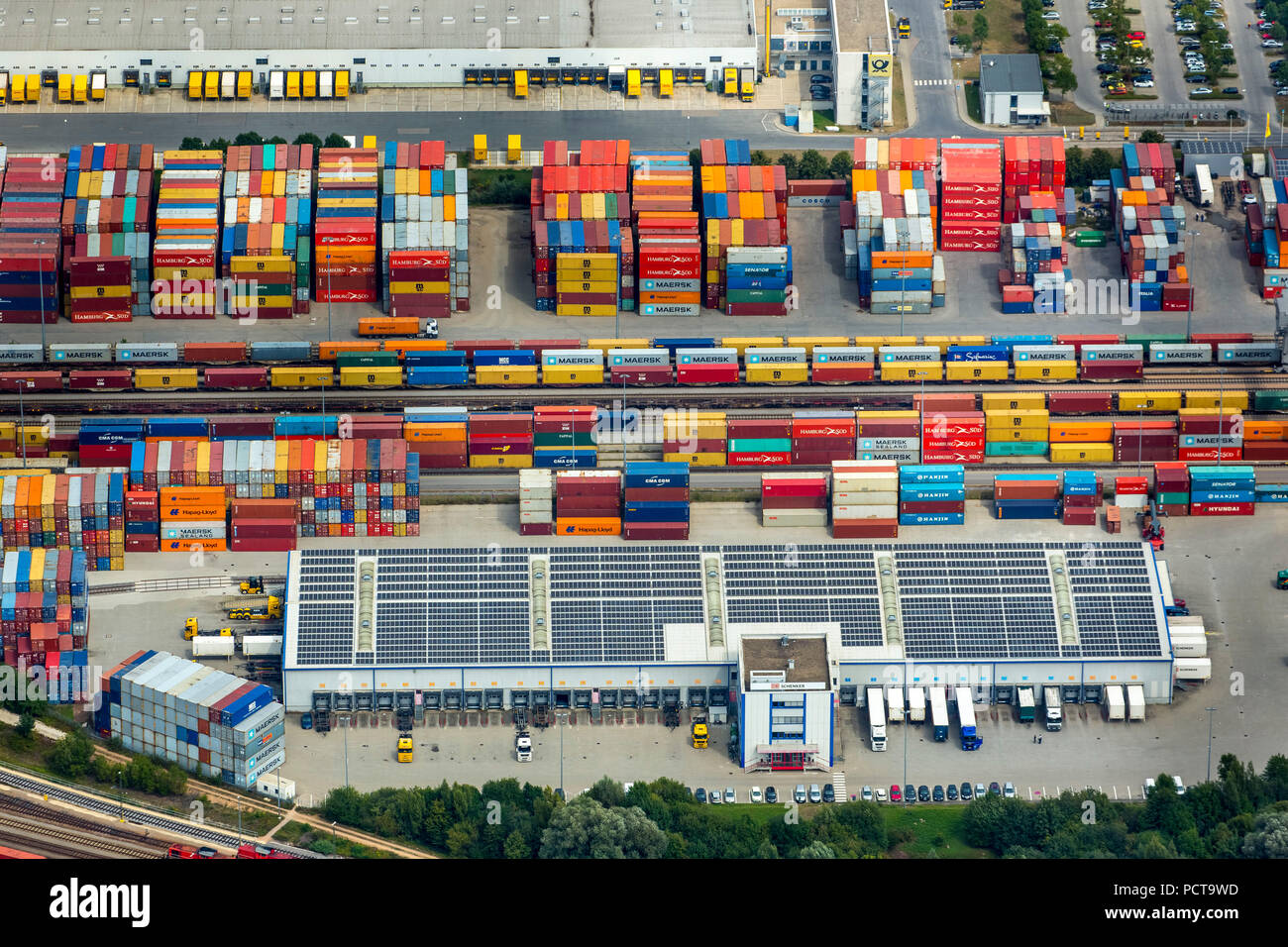 Aerial photo, Regensburg container terminal, Regensburg transshipment ...