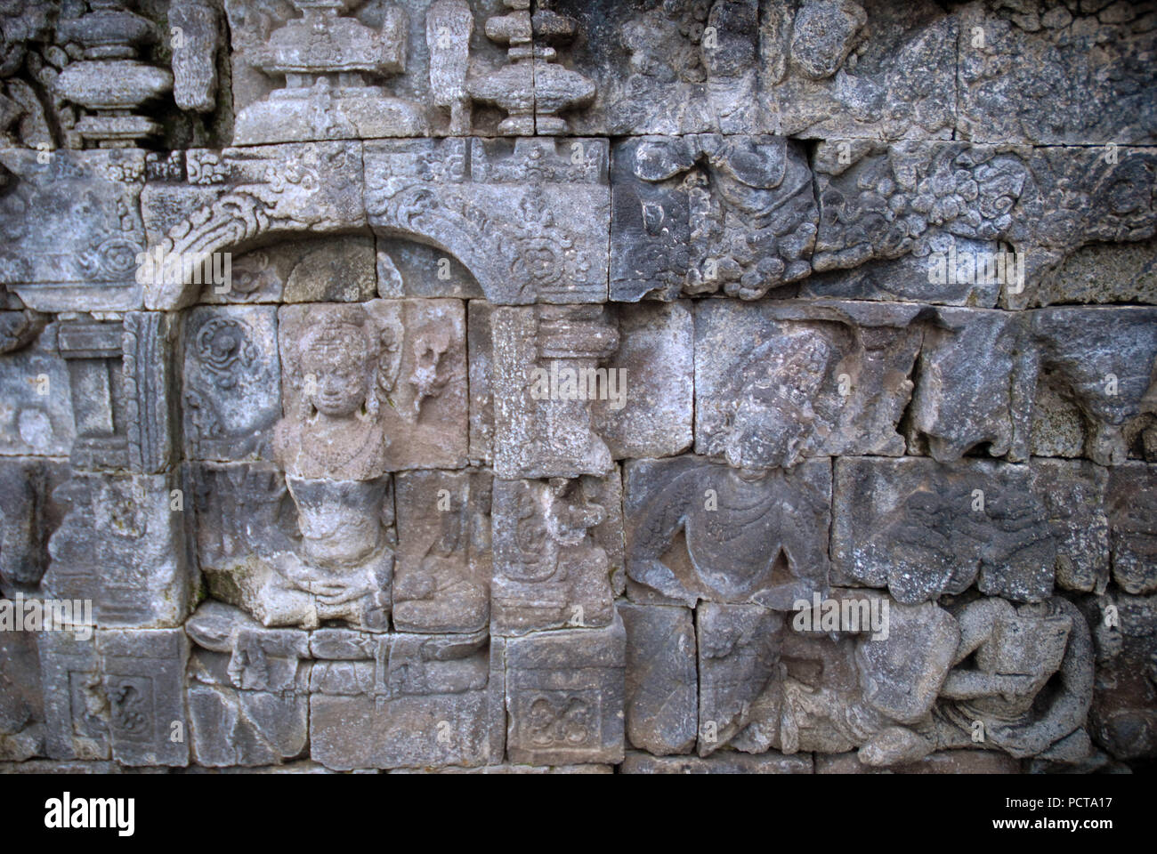 Stone carvings on the walls of Borobudur Temple, Magelang, Jawa Tengah ...