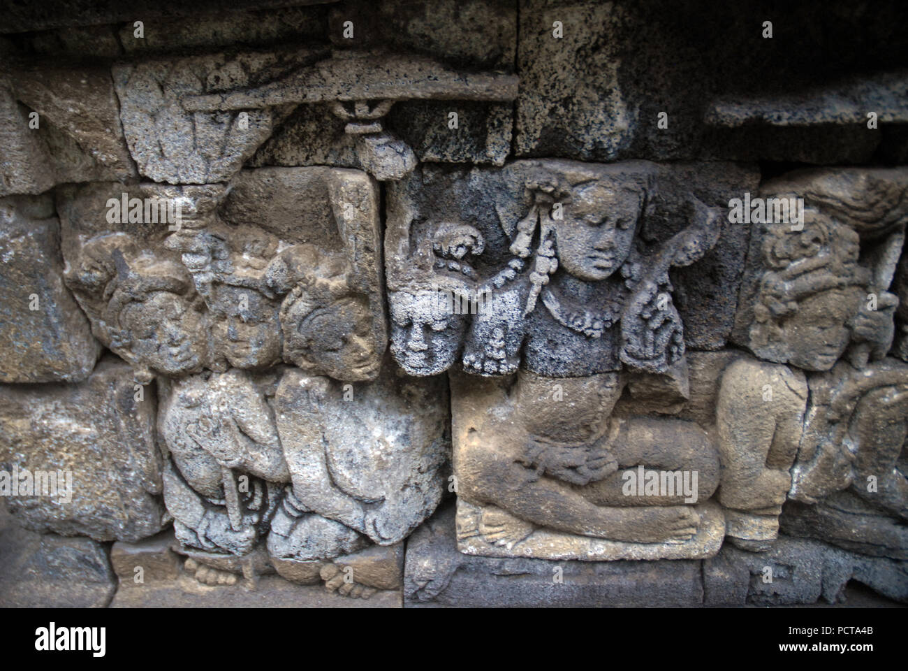 Stone carvings on the walls of Borobudur Temple, Magelang, Jawa Tengah ...