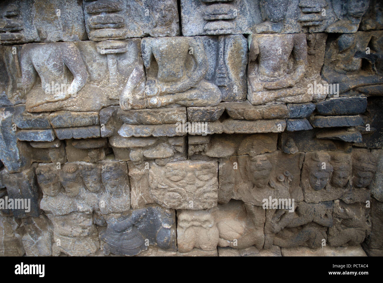 Stone carvings on the walls of Borobudur Temple, Magelang, Jawa Tengah ...