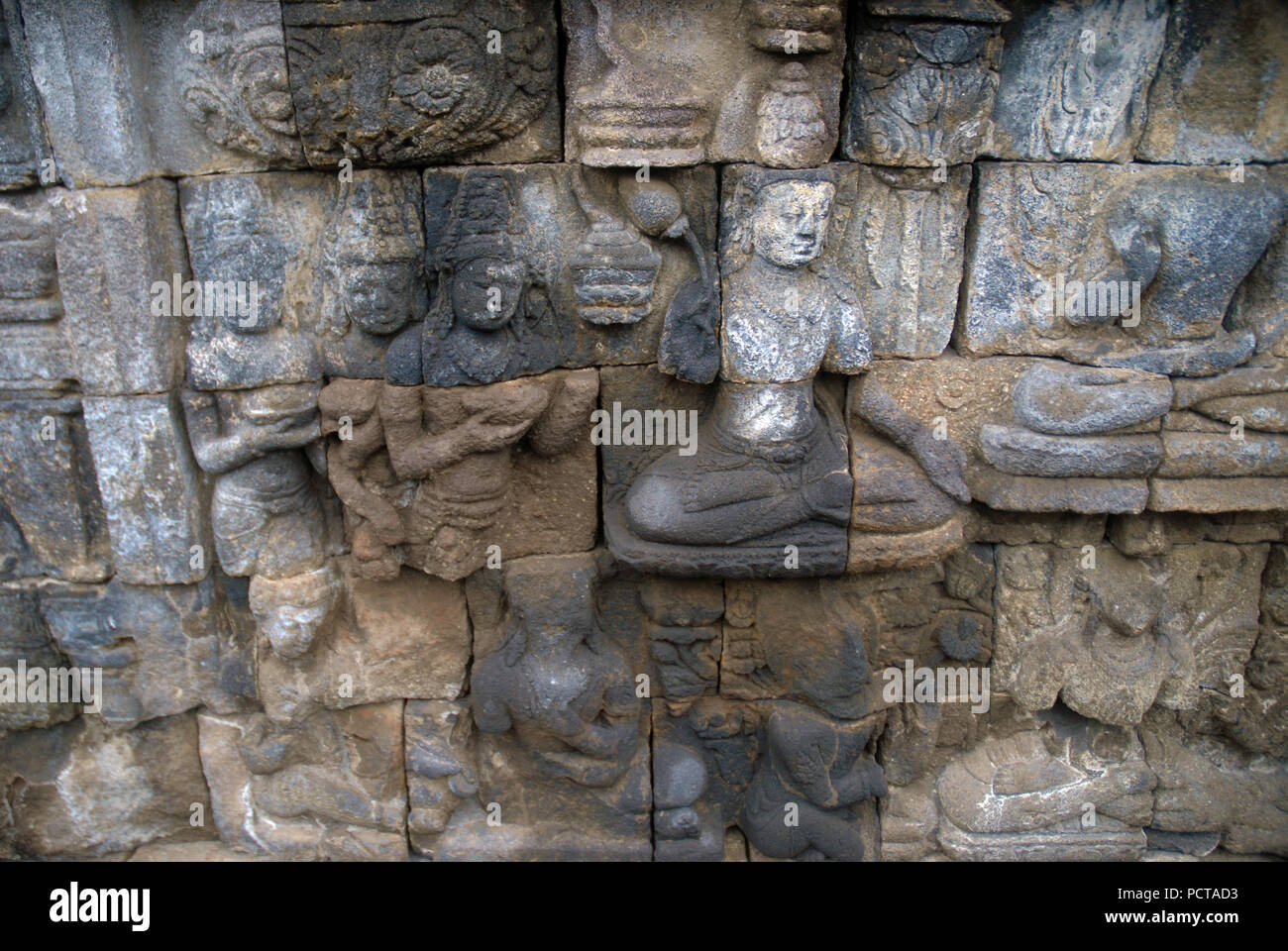 Stone carvings on the walls of Borobudur Temple, Magelang, Jawa Tengah ...